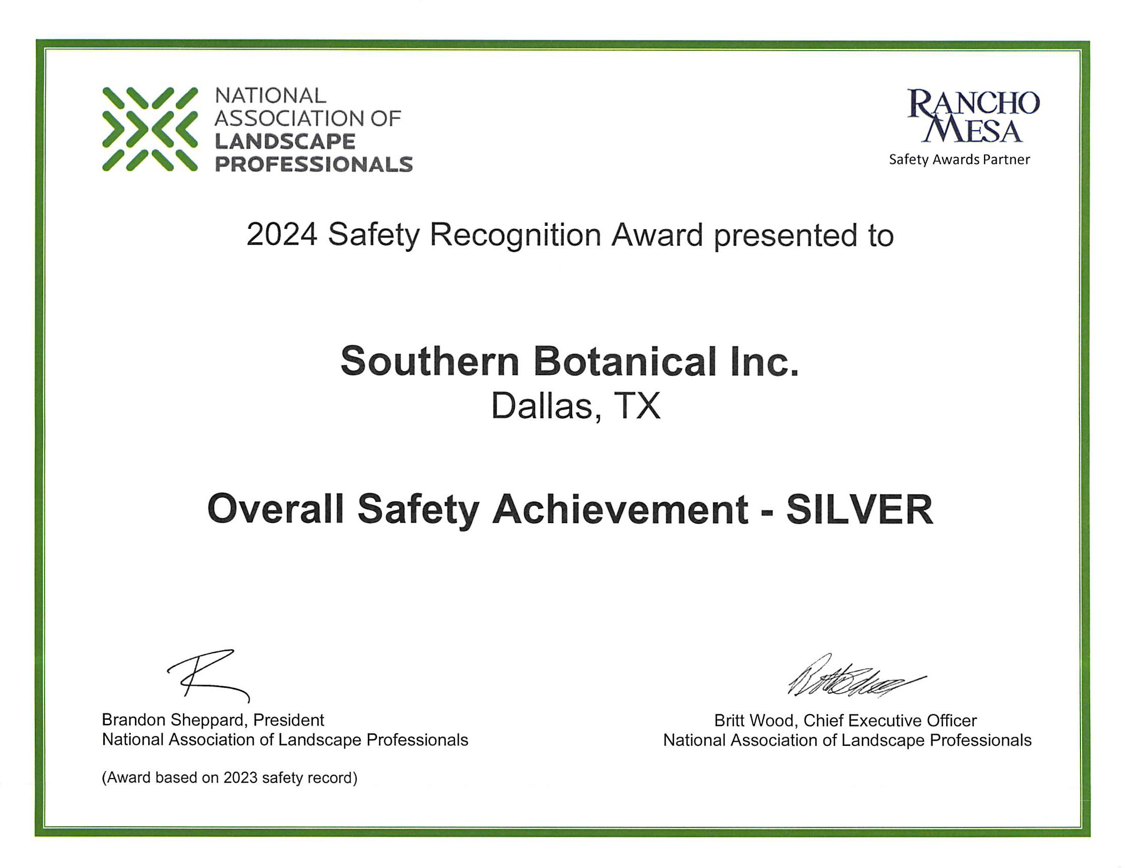 Southern Botanical Receives Overall Safety Achievement Award - Southern ...